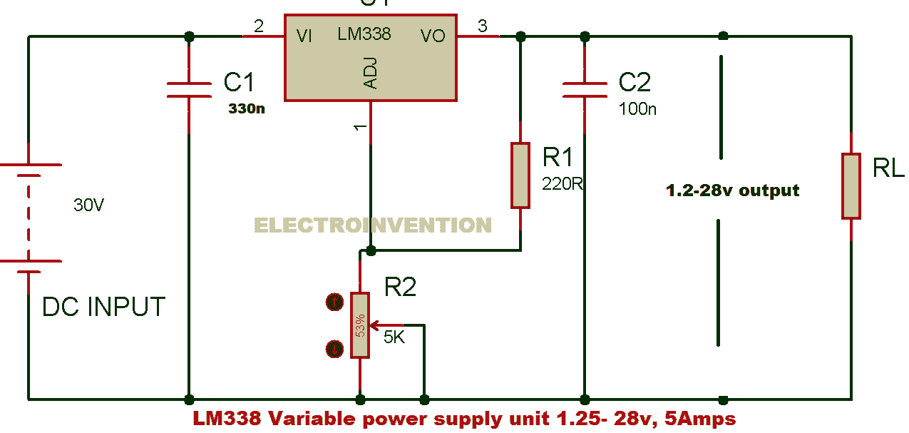 LM338 Variable Voltage Power Supply 1.25-28v, 5Amps Powerful